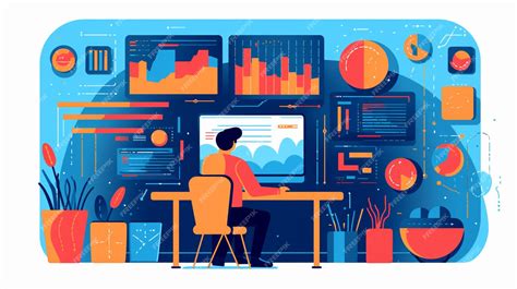 Premium Ai Image Data Analytics Charts Graphs And A Man Analyzing Data On Screens