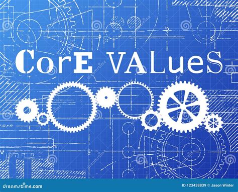 Core Values Blueprint Tech Drawing Stock Vector Illustration Of