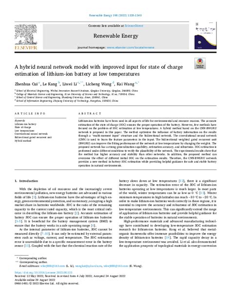 Pdf A Hybrid Neural Network Model With Improved Input For State Of