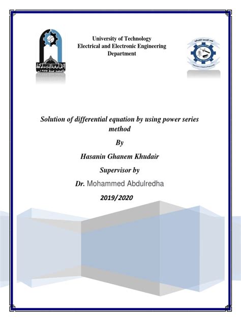 Solution Of Differential Equation By Using Power Series Method Pdf Pdf Equations