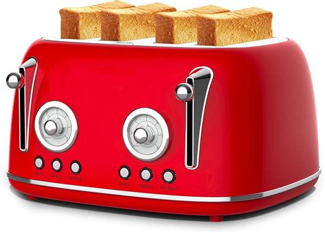 Long Slot Toaster 4 Slice Wide Slot Stainless Steel