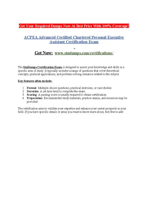 Acpea Advanced Certified Chartered Personal Executive Assistant Certification Exam Get Your