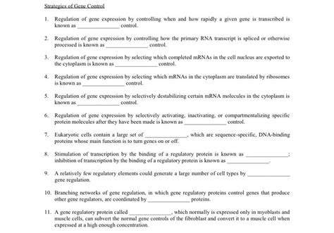 Solved Strategies Of Gene Control 1 Regulation Of Gene