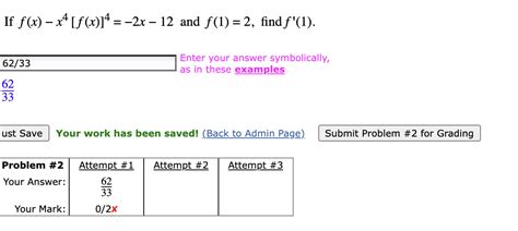 Solved If F X X4 F X 4 2x12 And F 1 2 Find F 1 Chegg Com
