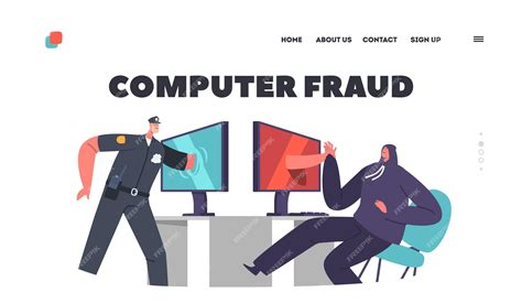 Premium Vector Computer Fraud Landing Page Template Cyber Police