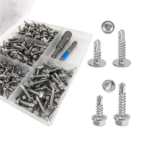 Amazon 200pcs 8 Sheet Metal Screws Set 410 Stainless Steel Fast Self