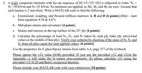 Solved A 4 Ply Composite Laminate With Lay Up Sequence Of