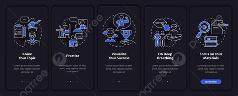 Night Mode Onboarding Mobile App Screen To Conquer Performance Anxiety Vector Application