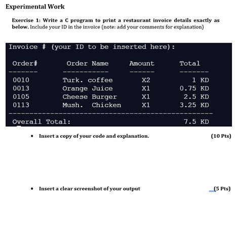 Solved Experimental Work Exercise 1 Write A C Program To