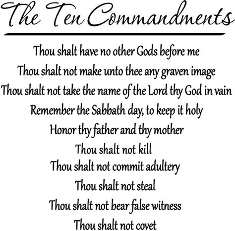 10 Commandments Wall Decal Bible Vinyl Scripture Quote
