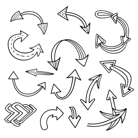 Direction Set Icon Arrow Hand Draw Lineart Premium Ai Generated Vector