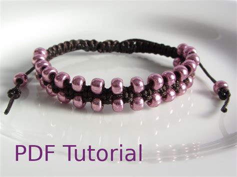 Pdf Tutorial Beaded Square Knot Macrame Bracelet Pattern Instant