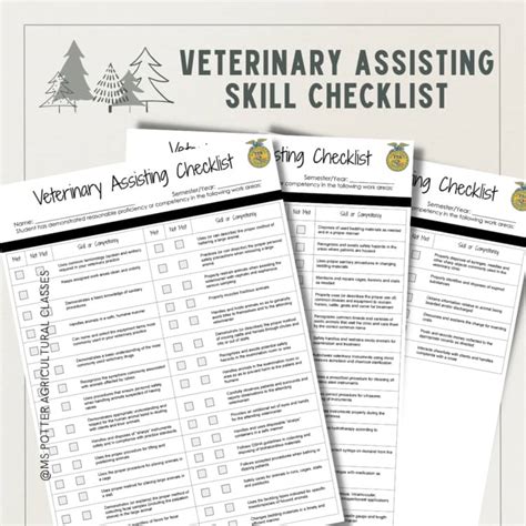 Veterinary Assisting Skill Checklist By Emma Potter Tpt