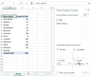 How to count the number of occurrences in a list with a pivot table in ...