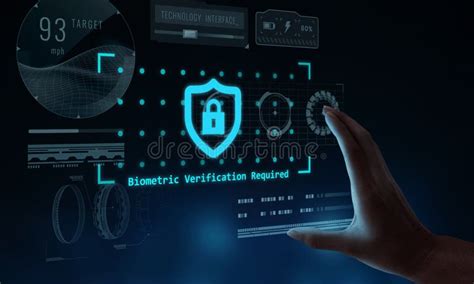 Hand Reaching Towards Futuristic Biometric Security Verification Screen