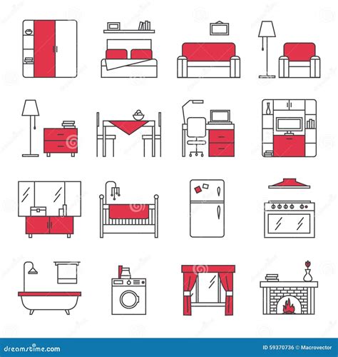 furniture line icons linear set quality vector line set such as tv