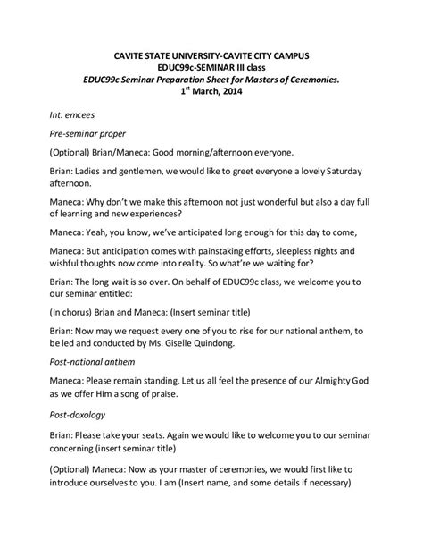 Mc Script For Event Sabasphones