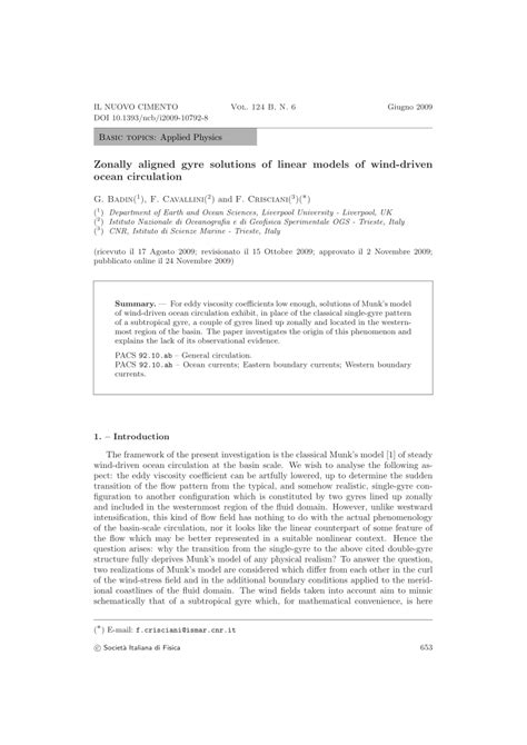 Pdf Zonally Aligned Gyre Solutions Of Linear Models Of Wind Driven