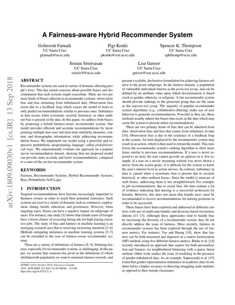 Pdf A Fairness Aware Hybrid Recommender System