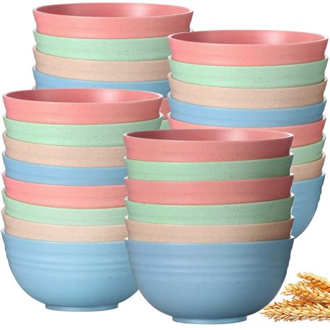 24 Pcs Unbreakable Cereal Bowls 24oz Reusable Bowls For