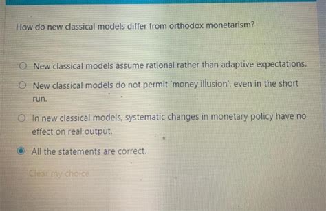 Solved What Do New Classical Models Have In Common With The