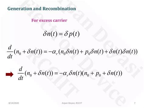 Generation And Recombination Related To Carrier Transport Pdf