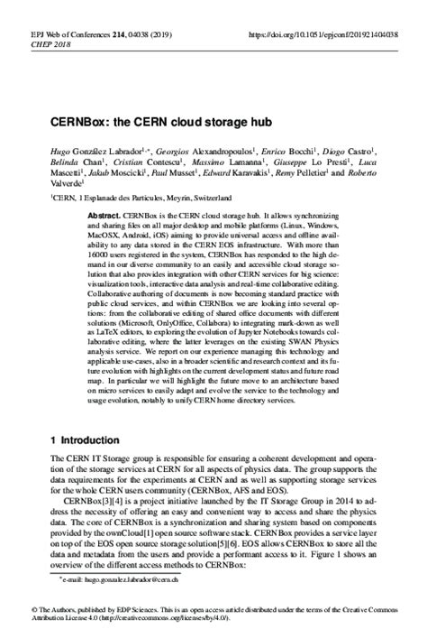 Pdf Cernbox The Cern Cloud Storage Hub