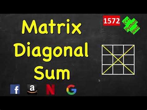 Matrix Diagonal Sum | LeetCode 1572 | C++, Java, Python - YouTube