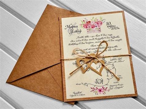 Свежа покана за сватба в крафт и екрю Hochzeitseinladung Ödeme