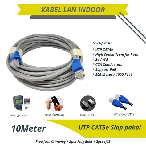 Kabel Lan Utp Cat E Indoor Cca Panjang Meter Siap Pakai Kabel Lan Ftp Shopee Indonesia
