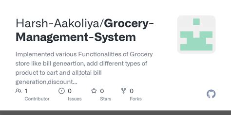 GitHub Harsh Aakoliya Grocery Management System Implemented Various Functionalities Of