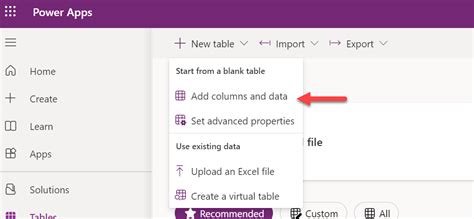 properly configure a dataverse table primary column