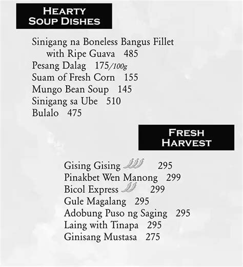 Menu At Abe Pub And Bar Pasay