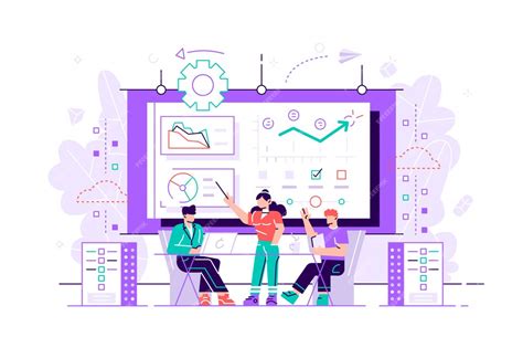 Premium Vector Software Engineer Statistician Visualizer And Analyst Working On A Project