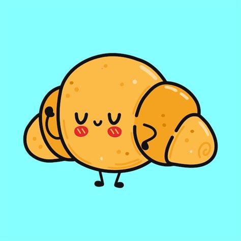 귀여운 재미 크로와상 캐릭터 프리미엄 벡터