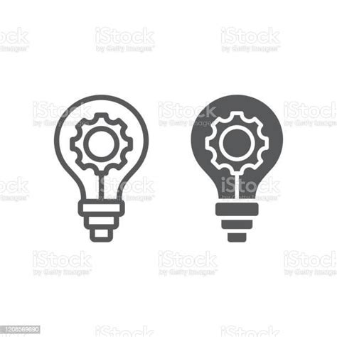 아이디어 개발 라인 및 문양 아이콘 비즈니스 및 개발 톱니 바퀴 기호 벡터 그래픽 흰색 배경에 선형 패턴 Eps 10전구 10에