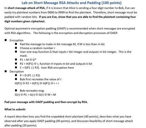 Lab On Short Message Rsa Attacks And Padding 100