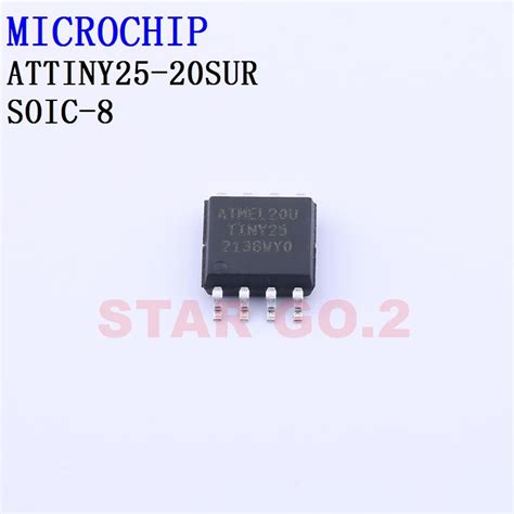 5pcsx Attiny25 20sur Soic 8 Microchip Microcontroller