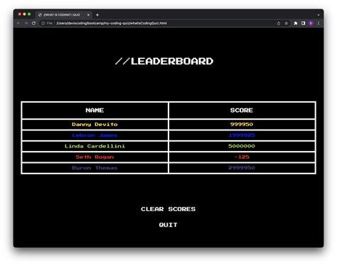Github Byronontheboardmy Coding Quiz This Timed Quiz Application