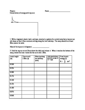 Physics Lab Conservation Of Energy 1 By Aaron Keller TPT