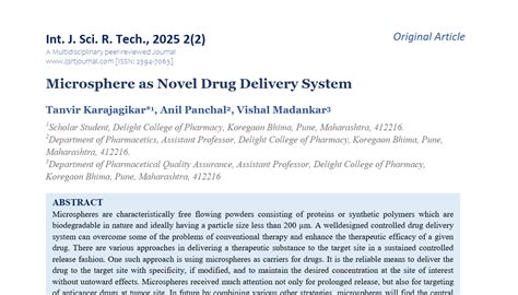Microsphere As Novel Drug Delivery System