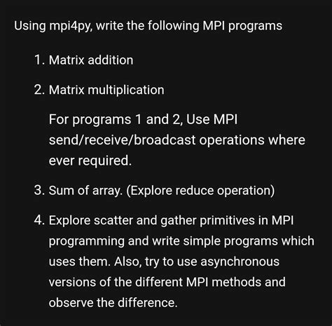 Solved Using Mpi4py Write The Following Mpi Programs 1