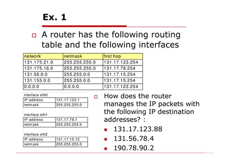 Exercises-Forwarding avec Solution - Ex. 1 A router has the following routing table and the ...