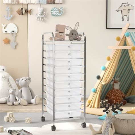 10 Drawer Rolling Storage Cart Organizer With 4 Universal Casters 1