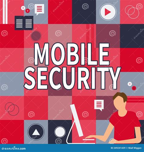 Conceptual Caption Mobile Security Word For Protection Of Mobile Phone From Threats And