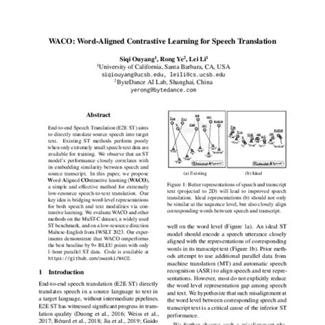 Waco Word Aligned Contrastive Learning For Speech Translation Acl Anthology