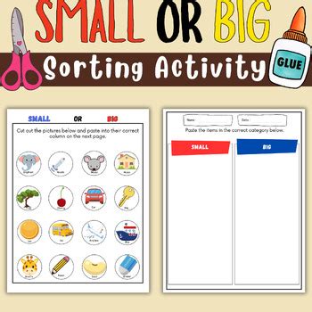 Big And Small Sorting Activities Size Sort Worksheets For Prebabe