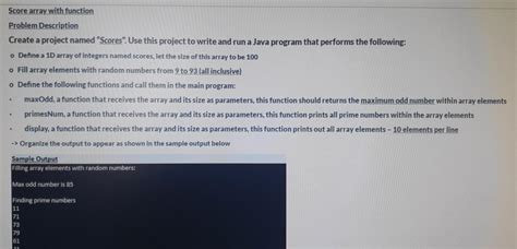 Solved Score Array With Function Problem Description Create
