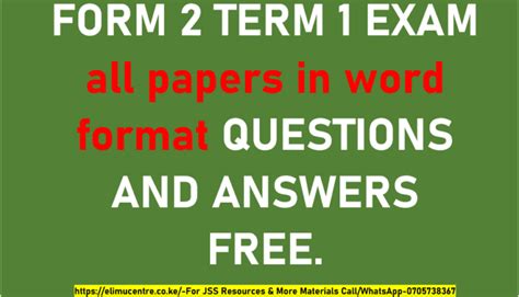 Form 2 End Term 1 Exam Questions And Answers Free Download Elimu Centre
