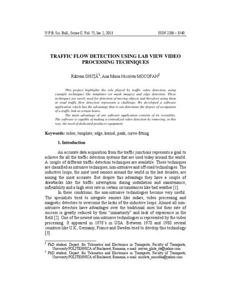 Traffic Flow Detection Using Lab View Pdf Areas Of Computer Science Computing And